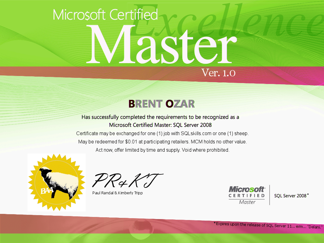 Pimp My MCM Certificate Contest Winner - Brent Ozar Unlimited®